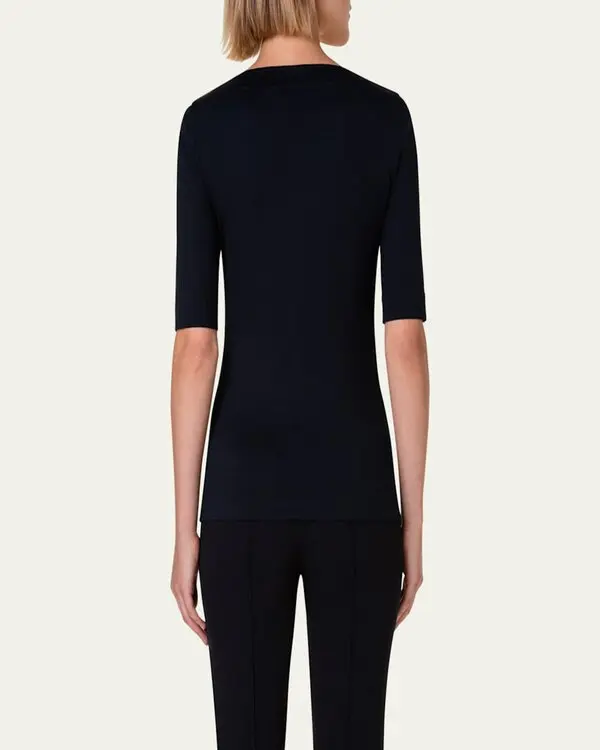 Akris Square-neck Top - Black