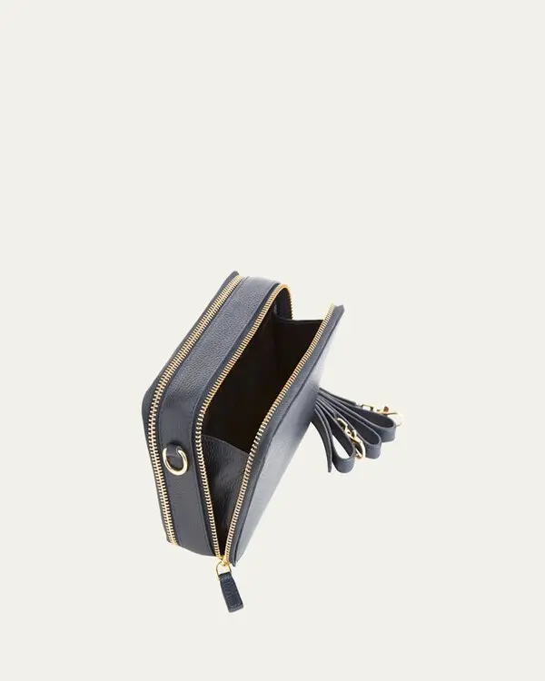 ROYCE NEW YORK Monogrammed Leather Camera Bag - Black