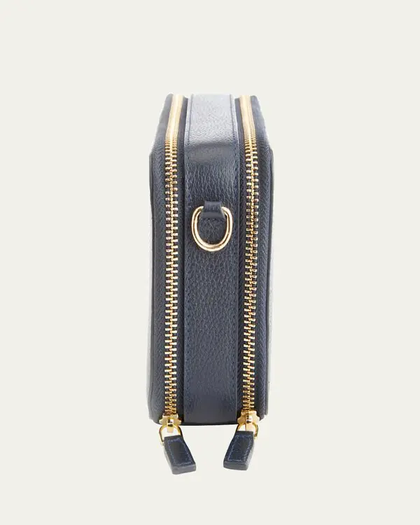 ROYCE NEW YORK Monogrammed Leather Camera Bag - Black