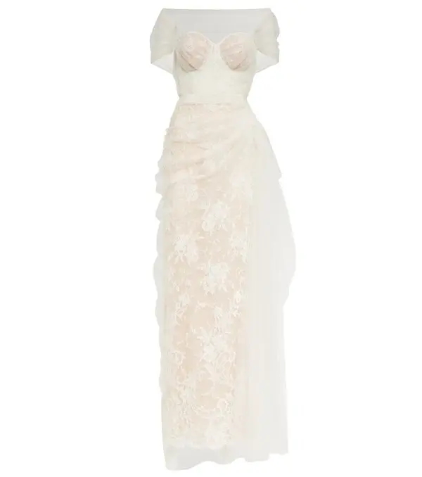 chinese dress ladies Dreamist Spring 2012 Alexander McQueen by Sarah Burton Soft Gold Lace on  Ivory Net Wedding Dress