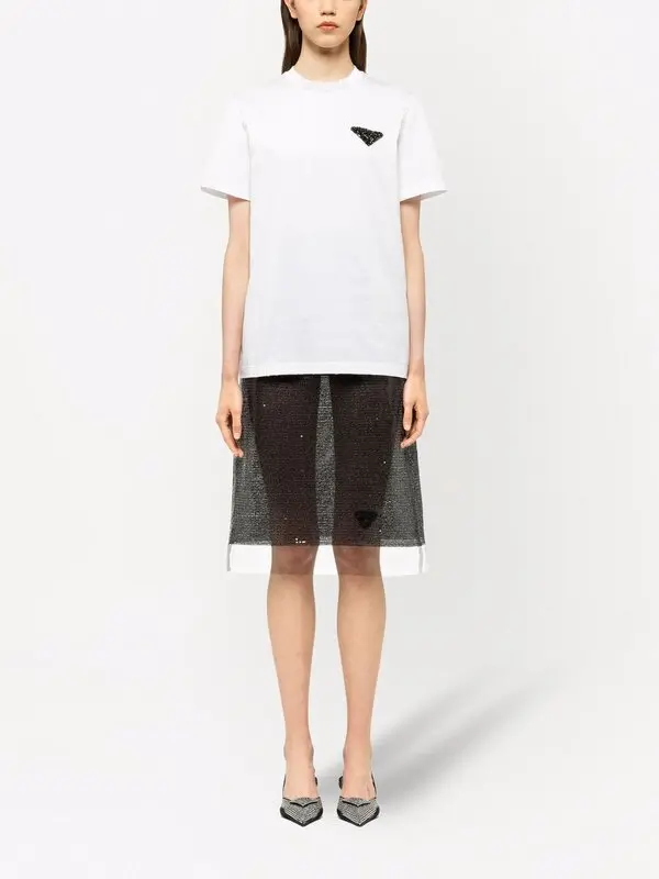 Prada Triangle-logo Crystal-embellished T-shirt