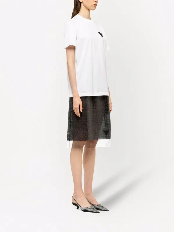 Prada Triangle-logo Crystal-embellished T-shirt