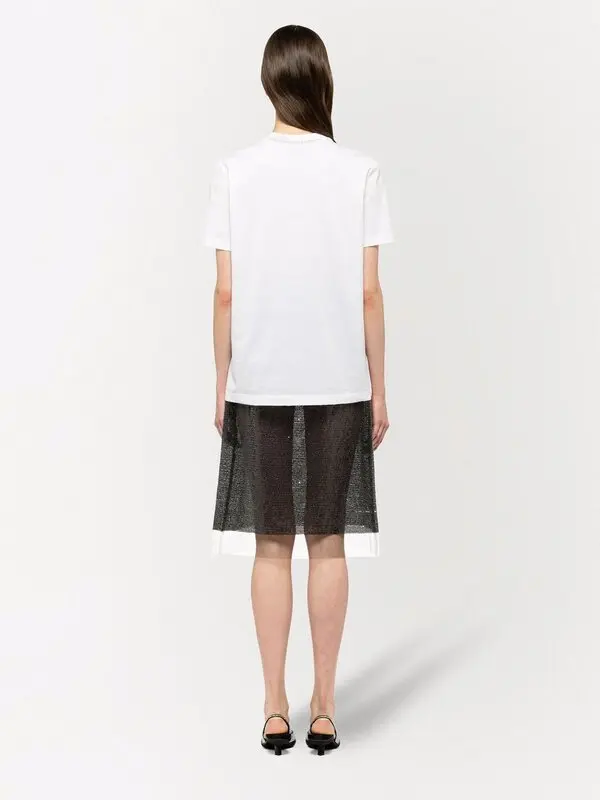 Prada Triangle-logo Crystal-embellished T-shirt