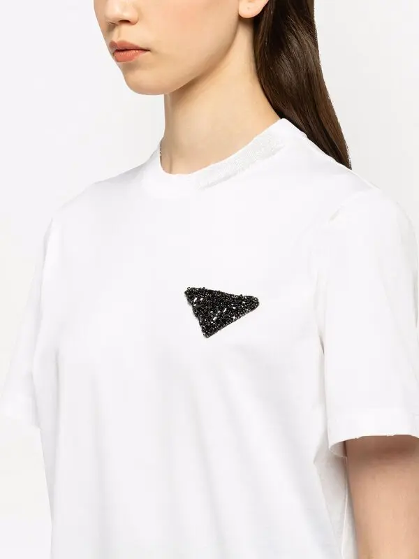 Prada Triangle-logo Crystal-embellished T-shirt