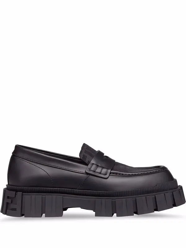 Fendi Force Logo-Print Loafers - Black | Editorialist