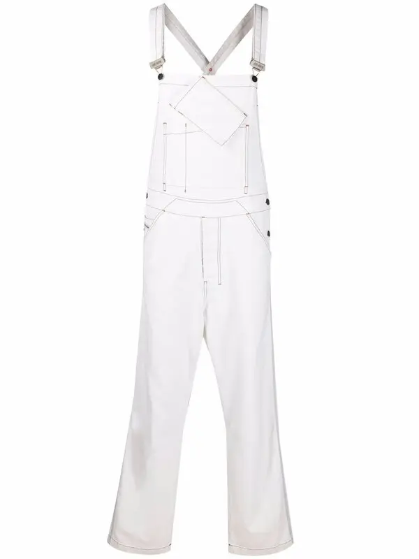 DIESEL® Contrast-stitch Dungarees - White