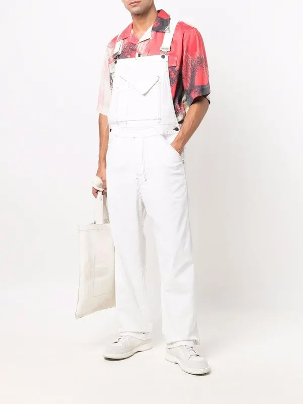 DIESEL® Contrast-stitch Dungarees - White