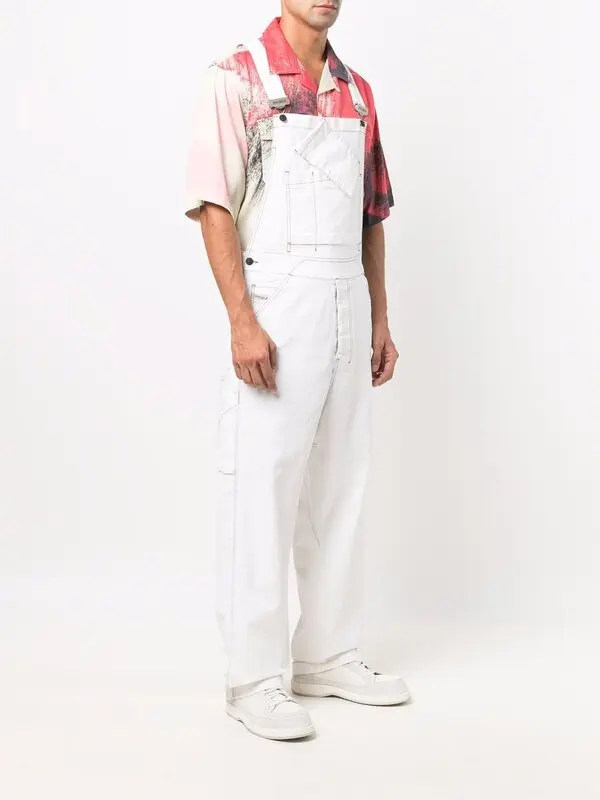 DIESEL® Contrast-stitch Dungarees - White