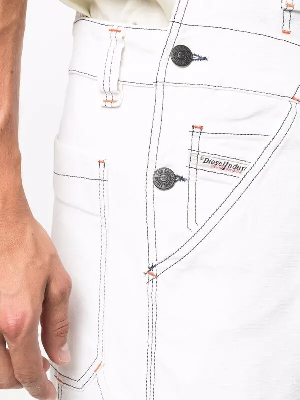 DIESEL® Contrast-stitch Dungarees - White