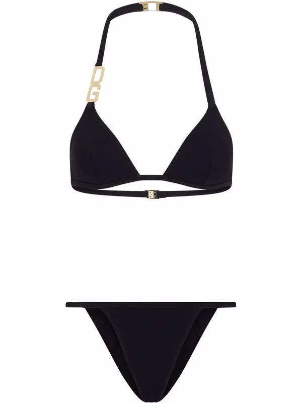 Dolce & Gabbana Dg-logo Triangle Bikini - Black