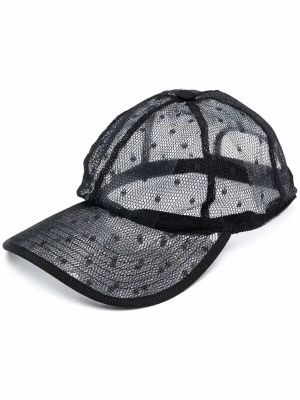 Red Valentino Point D'esprit Mesh Baseball Cap - Black