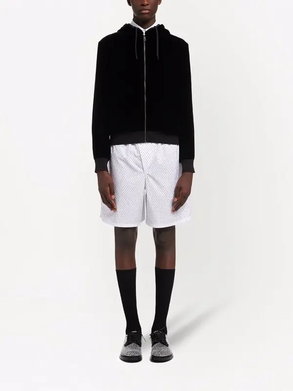 Prada Velvet Hooded Zip-front Bomber Jacket