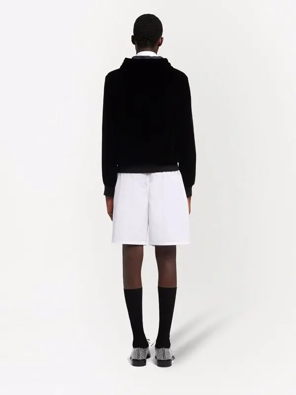 Prada Velvet Hooded Zip-front Bomber Jacket