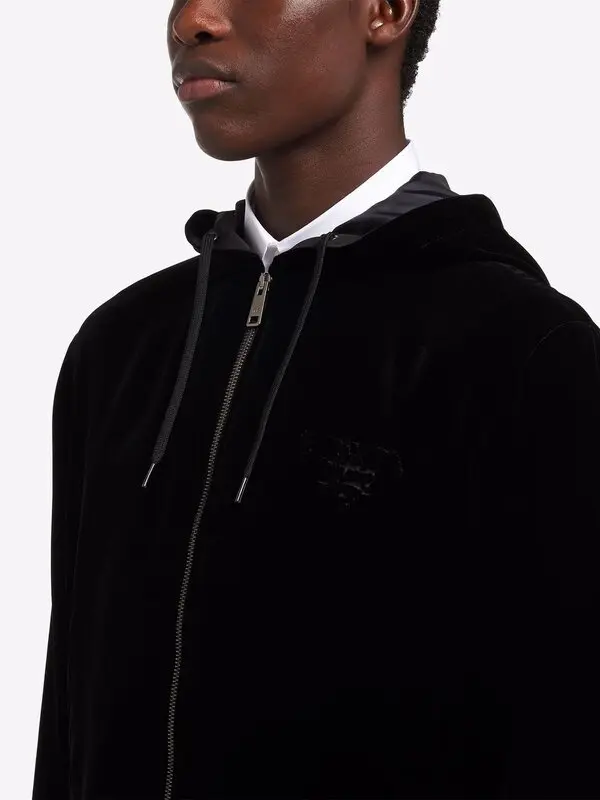 Prada Velvet Hooded Zip-front Bomber Jacket