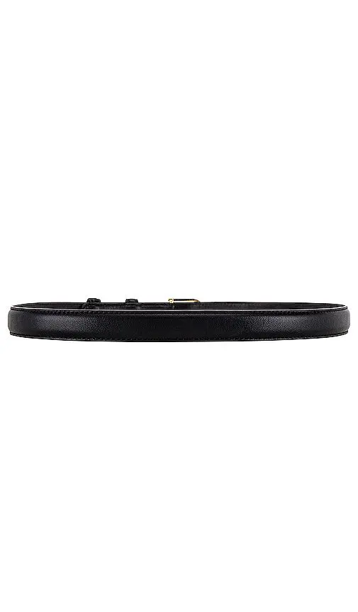 NILI LOTAN Jane Leather Belt - Black & Shiny Brass