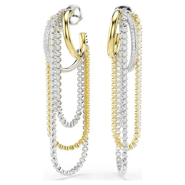 SWAROVSKI Hyperbola Hoop Earrings With Mixed Metal Chains And Zirconia - White