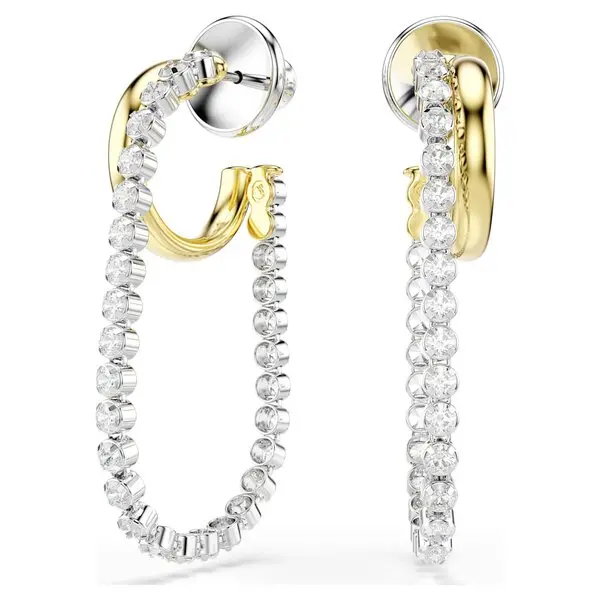 SWAROVSKI Hyperbola Hoop Earrings With Mixed Metal Chains And Zirconia - White