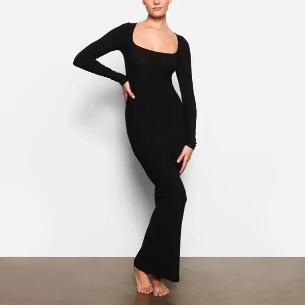SKIMS Soft Lounge Long Sleeve Maxi Dress - Onyx