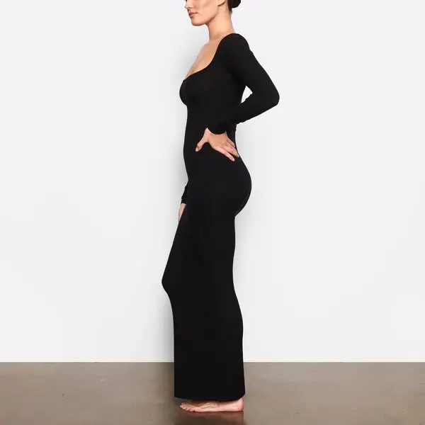 SKIMS Soft Lounge Long Sleeve Maxi Dress - Onyx