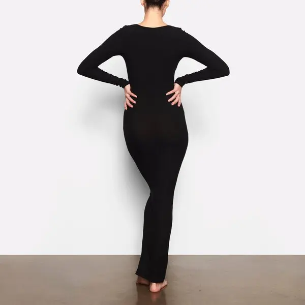 SKIMS Soft Lounge Long Sleeve Maxi Dress - Onyx