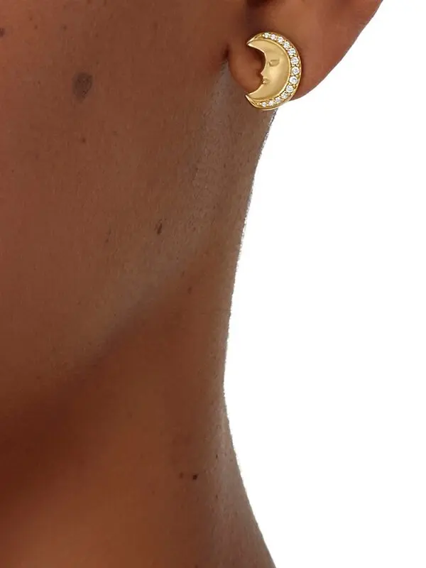 Temple St. Clair Celestial Sole Luna 18k & 0.17 Tcw Diamond Moon & Star Stud Earrings - Yellow Gold