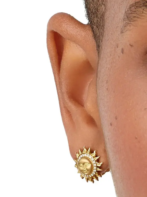 Temple St. Clair Celestial Sole Luna 18k & 0.17 Tcw Diamond Moon & Star Stud Earrings - Yellow Gold