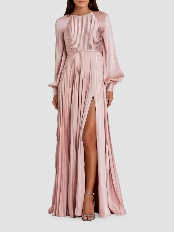 Mac Duggal Ieena Pleated A-line Chiffon Gown - Blush