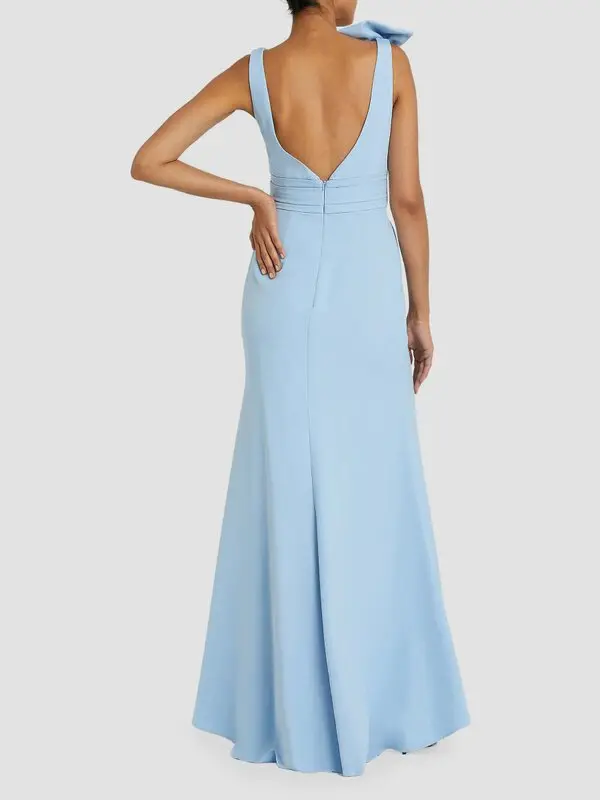 Mac Duggal Bow V-neck A-line Gown - Powder Blue
