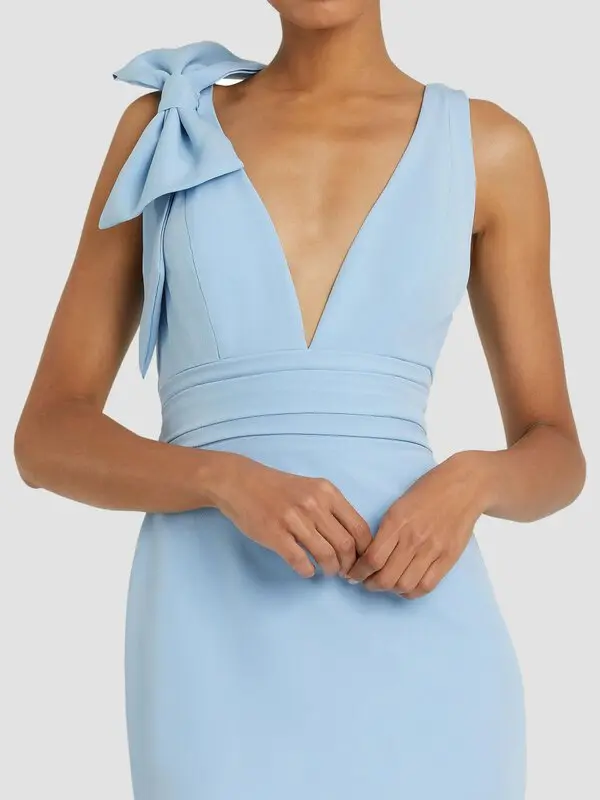 Mac Duggal Bow V-neck A-line Gown - Powder Blue