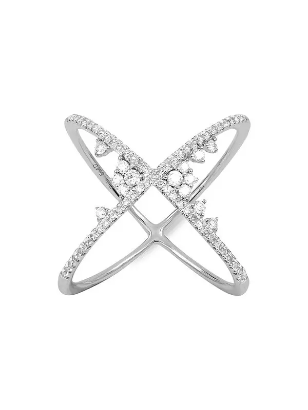 DJULA Fairytale 18k Gold & 0.36 Tcw Diamond Crisscross Ring - White Gold