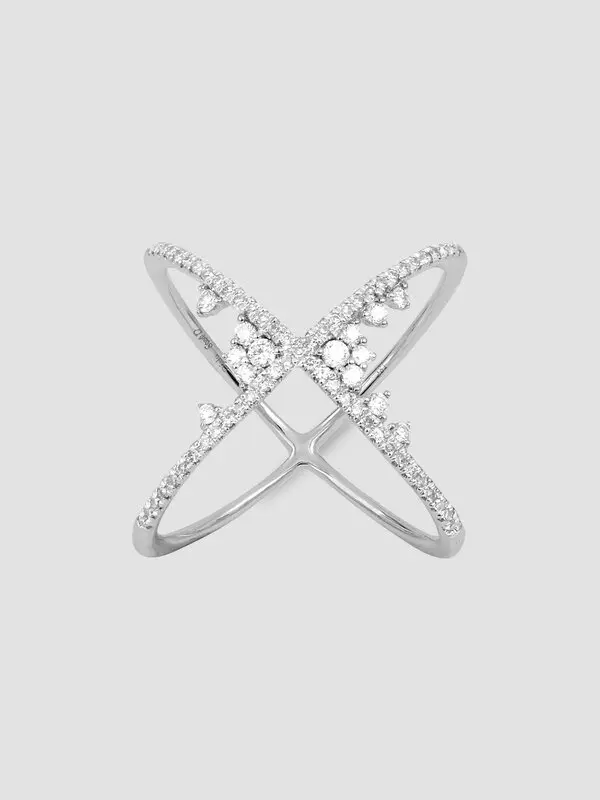 DJULA Fairytale 18k Gold & 0.36 Tcw Diamond Crisscross Ring - White Gold