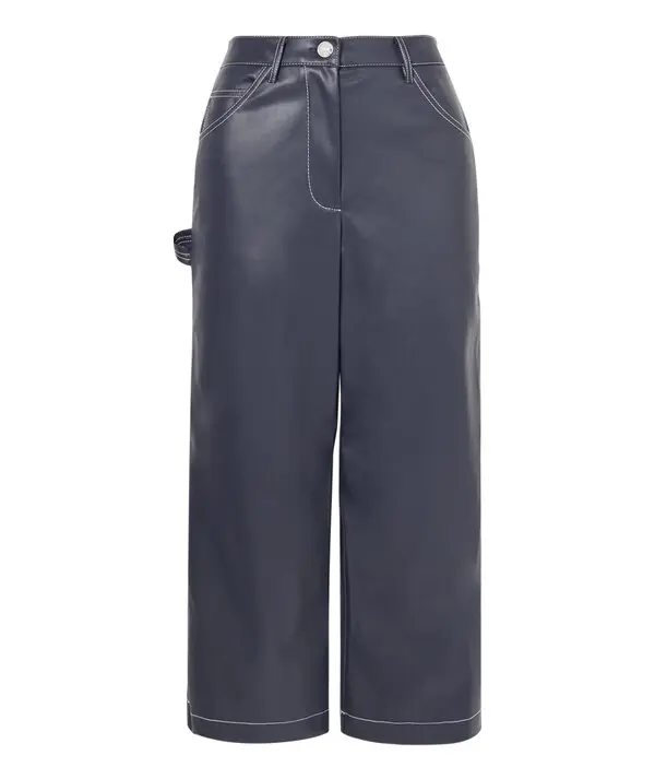 Staud Domino Cropped Vegan Leather Wide-leg Pants