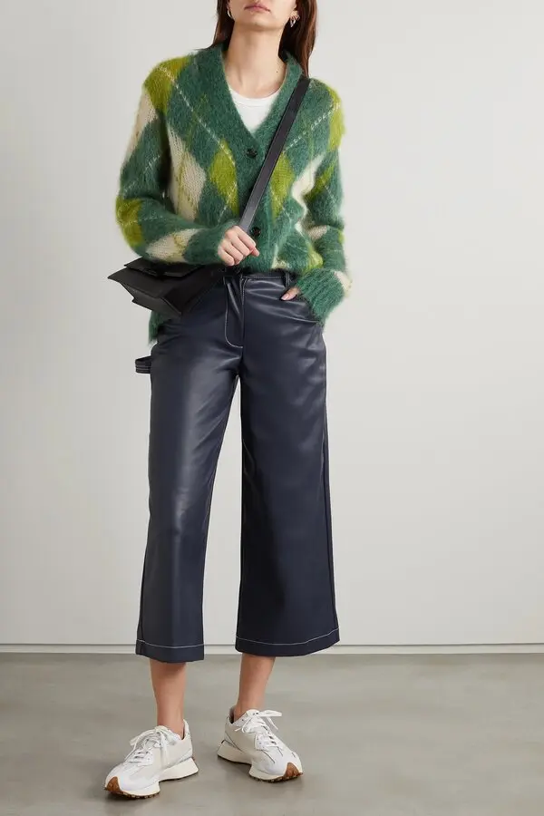 Staud Domino Cropped Vegan Leather Wide-leg Pants