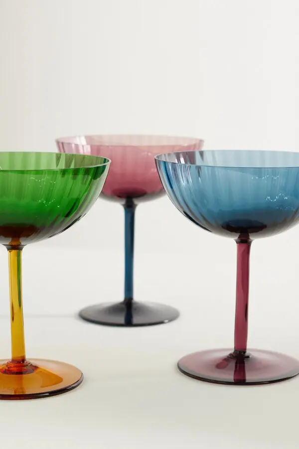 La DoubleJ Rainbow Set Of Four Murano Glass Champagne Coupes - Blue