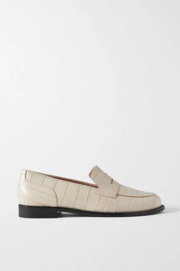 PORTE & PAIRE Croc-effect Leather Loafers