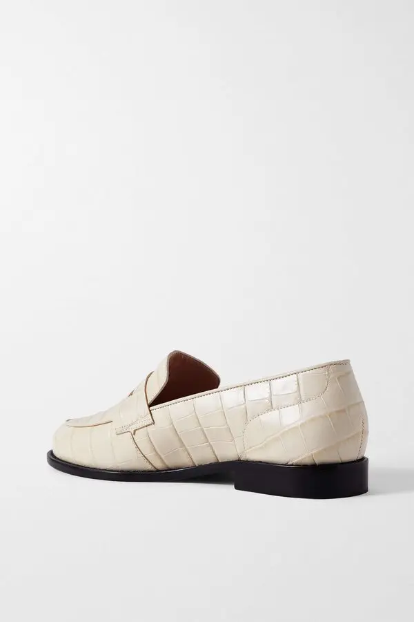 PORTE & PAIRE Croc-effect Leather Loafers