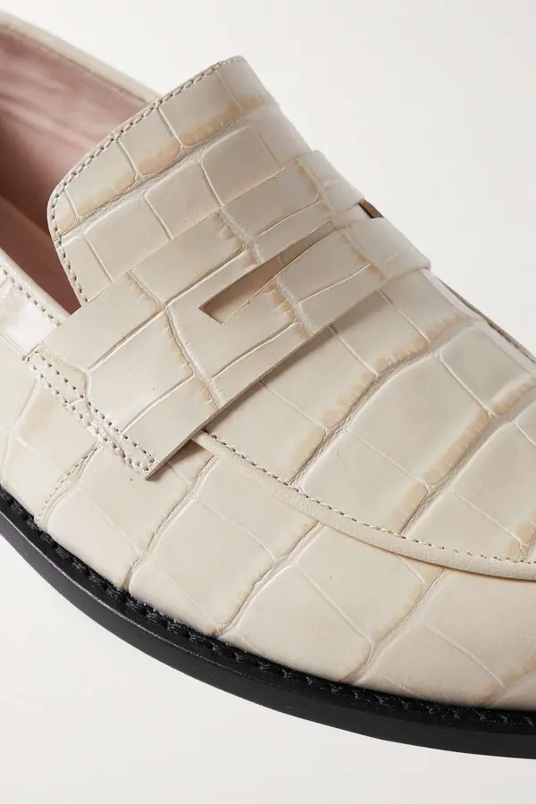 PORTE & PAIRE Croc-effect Leather Loafers