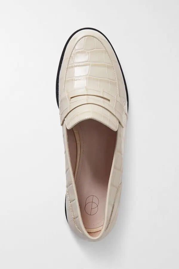 PORTE & PAIRE Croc-effect Leather Loafers