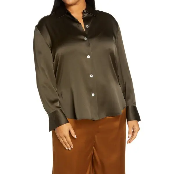 Vince Relaxed Silk Button-up Blouse - Eden
