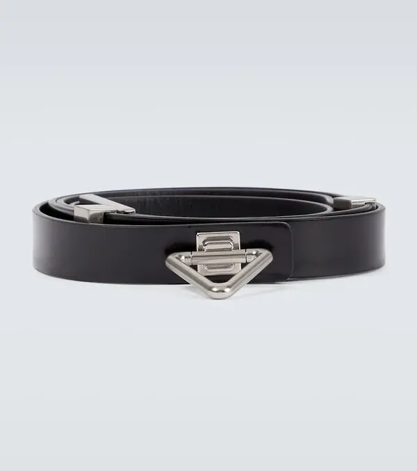 Bottega Veneta Point Lock Leather Belt - Black | Editorialist display picture 1