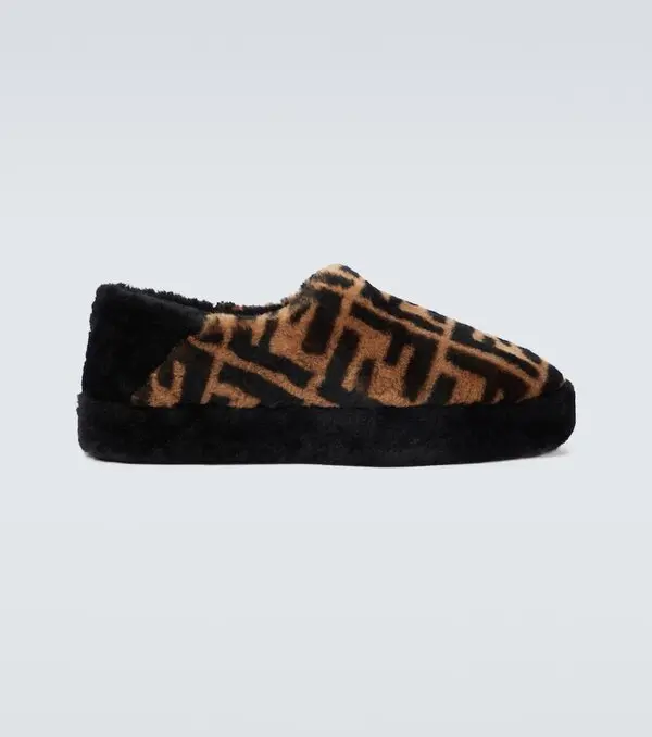 Fendi Ff Shearling Slippers