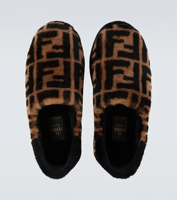 Fendi Ff Shearling Slippers