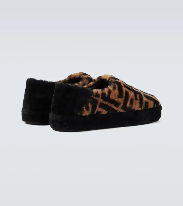 Fendi Ff Shearling Slippers