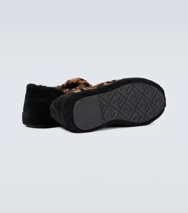 Fendi Ff Shearling Slippers