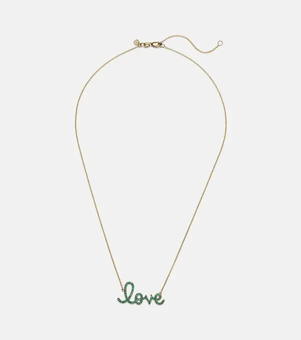 SYDNEY EVAN Love 14kt Gold Necklace With Diamonds - Green