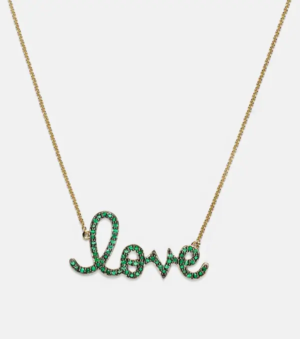 SYDNEY EVAN Love 14kt Gold Necklace With Diamonds - Green
