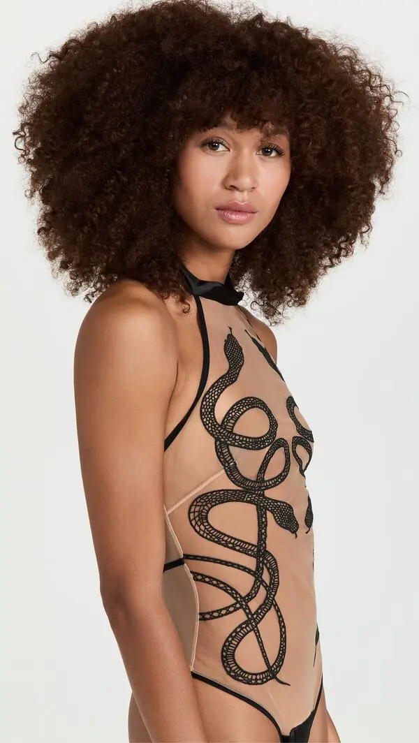 THISTLE AND SPIRE Medusa Thong Bodysuit - Black