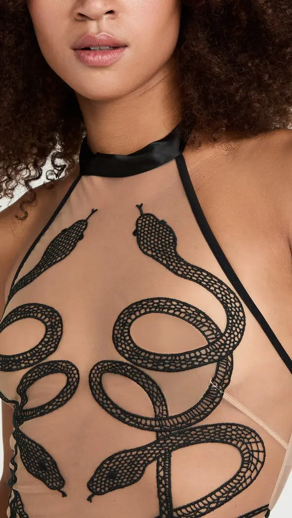 THISTLE AND SPIRE Medusa Thong Bodysuit - Black
