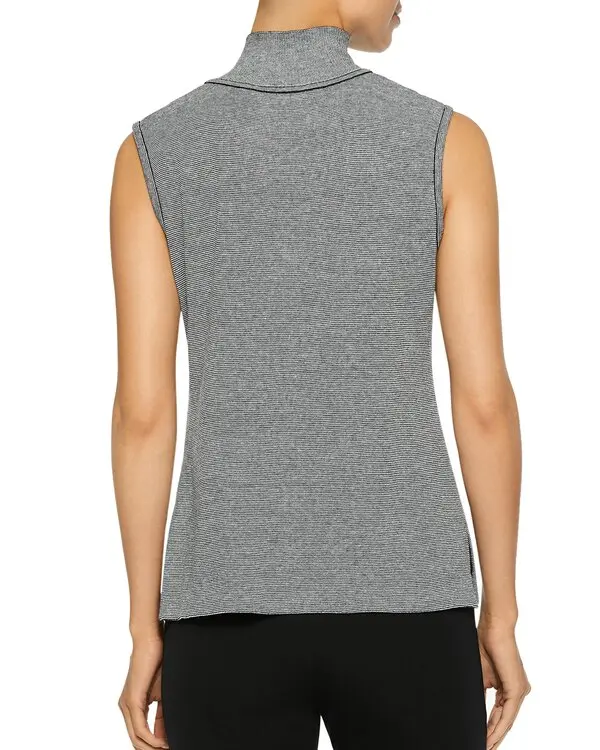 Misook Striped Mock Neck Sleeveless Tank