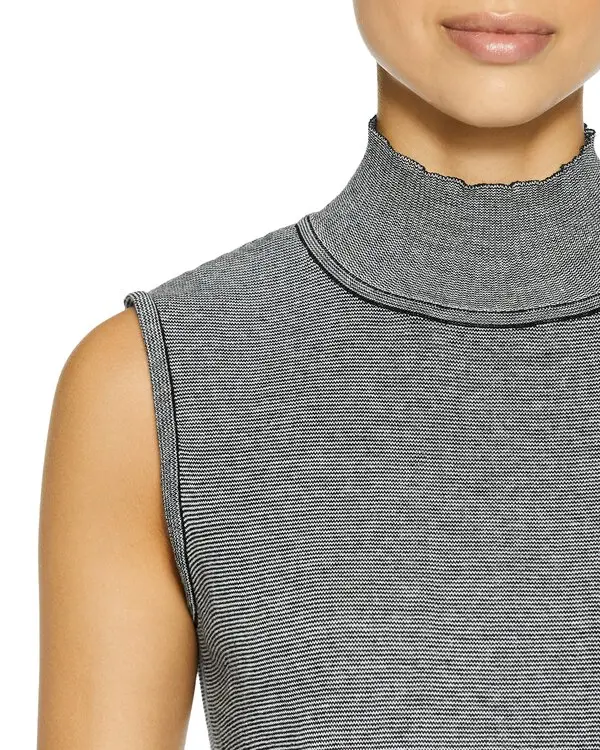 Misook Striped Mock Neck Sleeveless Tank